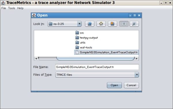 Trace Analysis of ns-3 Ascii Traces using TraceMetrics Tool