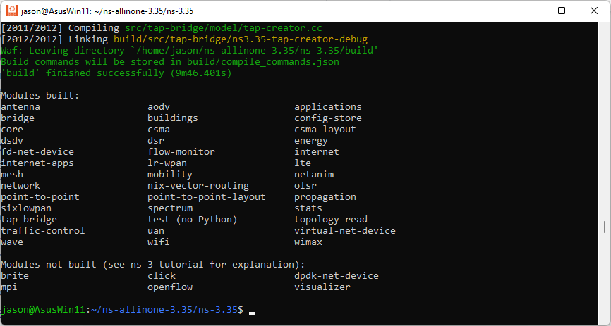 Installing Ns 3 And Netanim Under New Windows 11 Using Wsl2