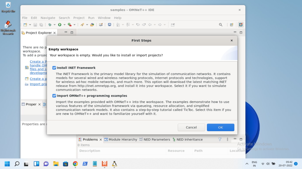 Installing OMNet++ IDE Under new Windows11 Version Using WSL