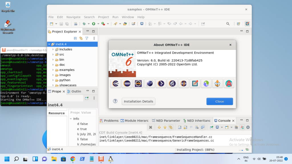 Installing OMNet++ IDE Under new Windows11 Version Using WSL