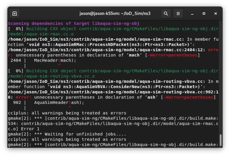 Installing Aquasim-NG in ns-3.38 and Visualizing UWSN in 3D.