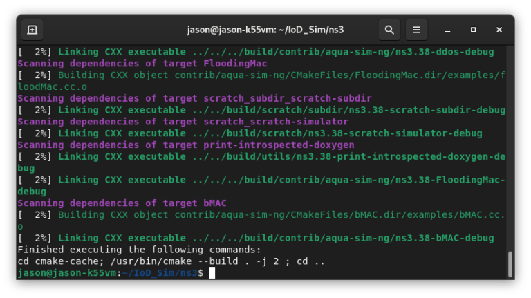 Installing Aquasim-NG in ns-3.38 and Visualizing UWSN in 3D.
