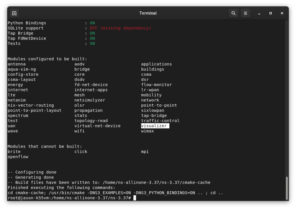 Live, interactive visualization of ns3 simulation with PyViz