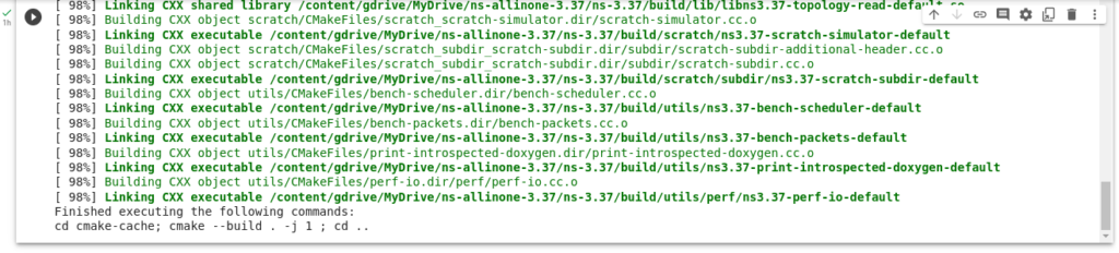 Installing and running ns-3 using free Colab Cloud Platform.