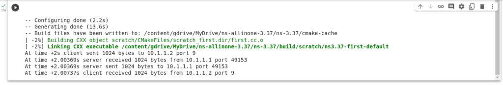 Installing and running ns-3 using free Colab Cloud Platform.